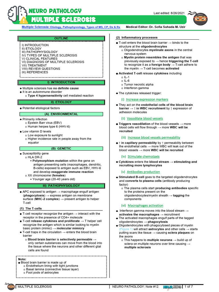 Multiple Sclerosis Pathology Overview | PDF | Multiple Sclerosis | Antigen