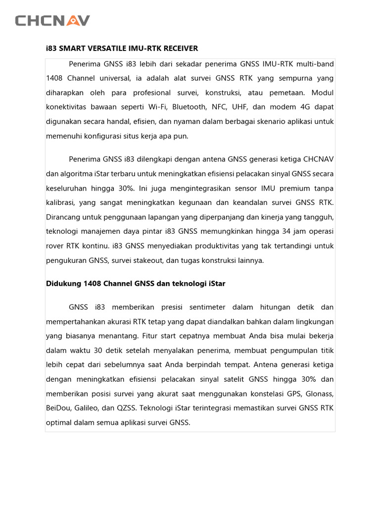 Chcnav I83 Imu-Rtk | PDF