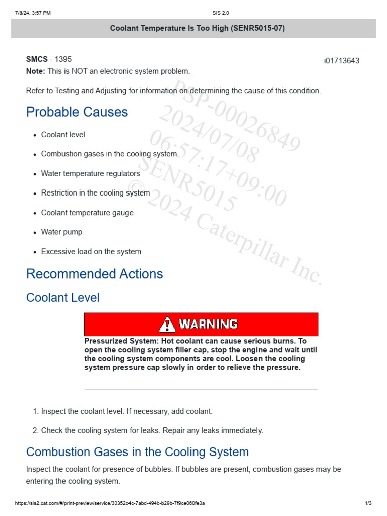 Coolant Temperature High Pdf Coolant Pump