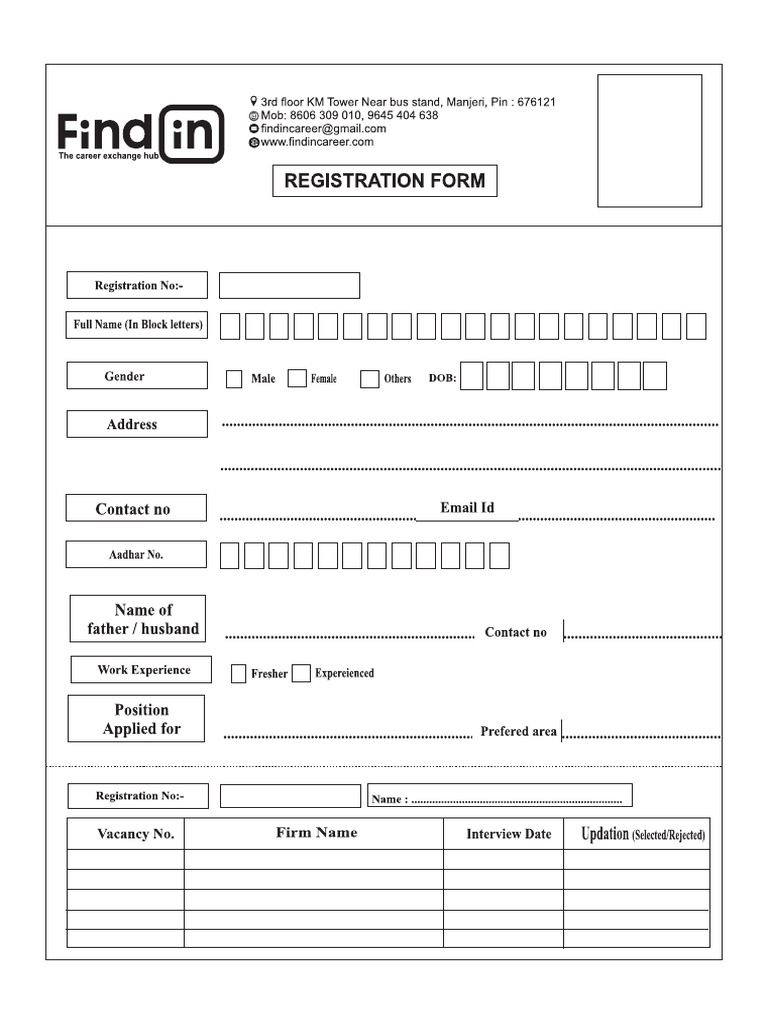 Find - in Application Form | PDF