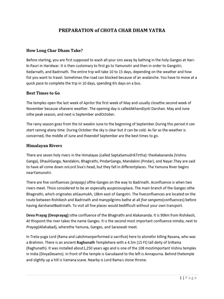 Preparation of Chota Char Dham.. | PDF | Hindu Mythology