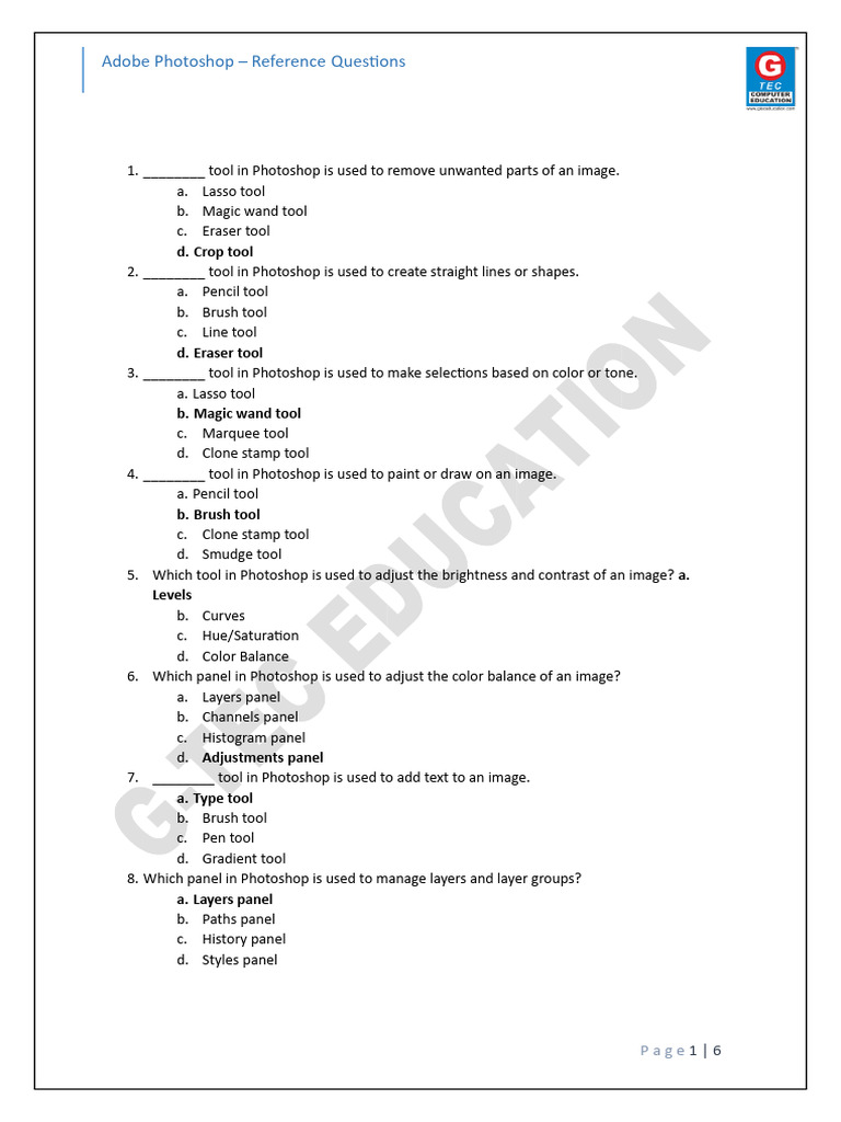 Photoshop Question | PDF | Adobe Photoshop | Image Editing