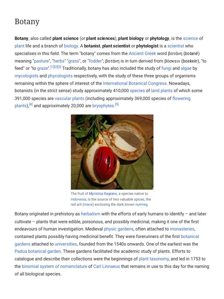 Botany - Wikipedia | PDF | Botany | Plants