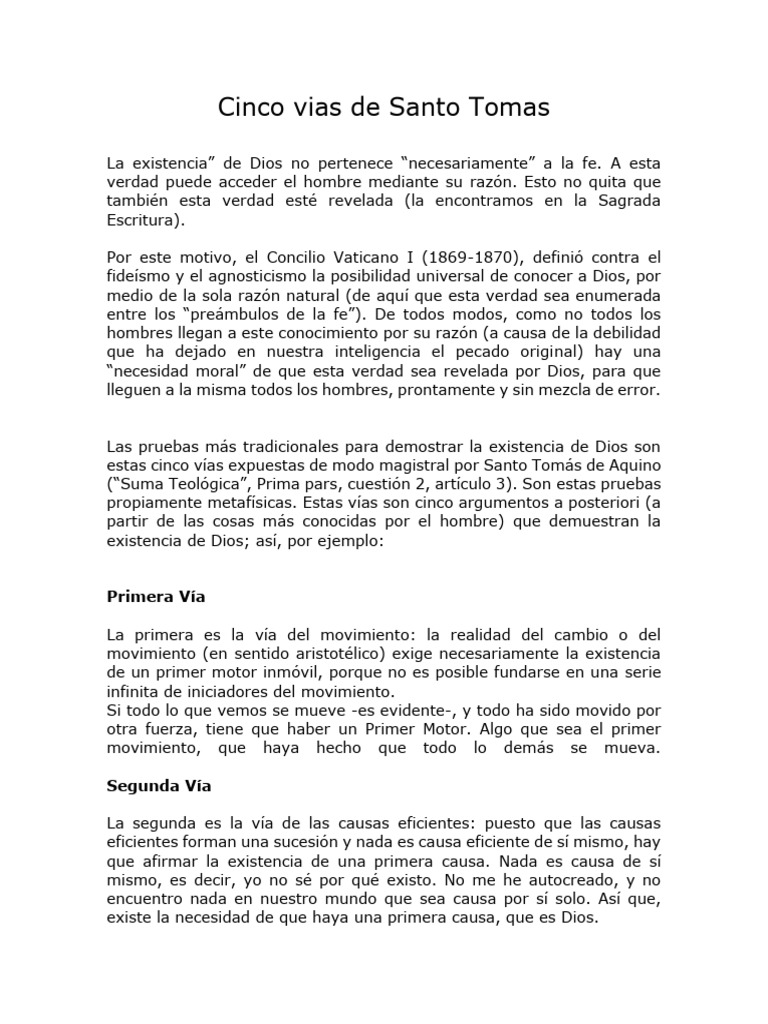 Cinco Vias de Santo Tomás - 240703 - 154923 | PDF | Dios | Tomás de Aquino