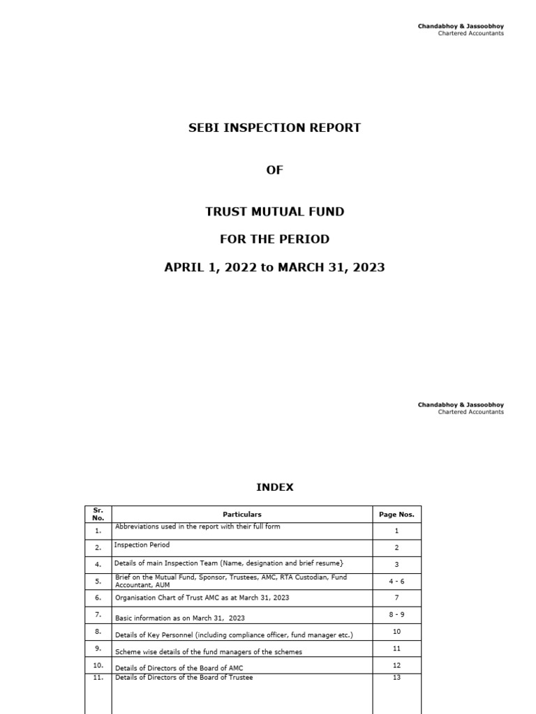 Trust Inspection Report Final Draft | PDF | Securities (Finance) | Investing