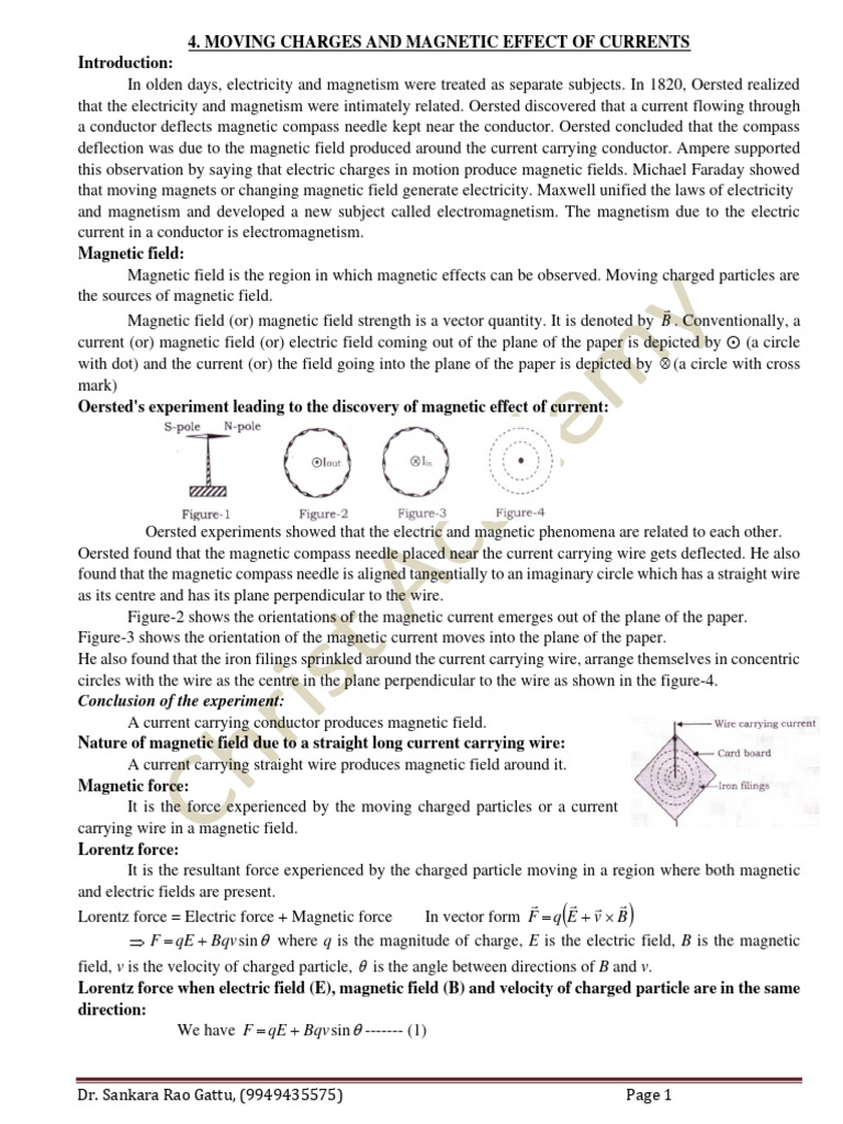 4.moving Charges and Magnetism | PDF | Magnetic Field | Force