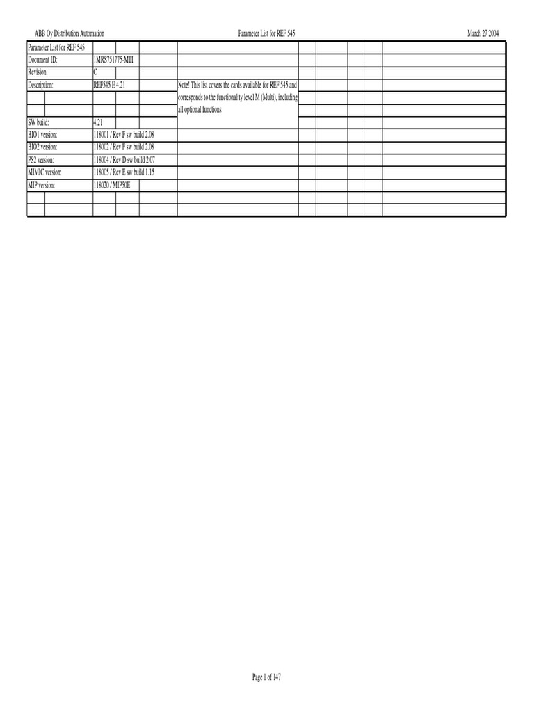 REF545 Parlist ENc | PDF | Parameter (Computer Programming) | Data ...