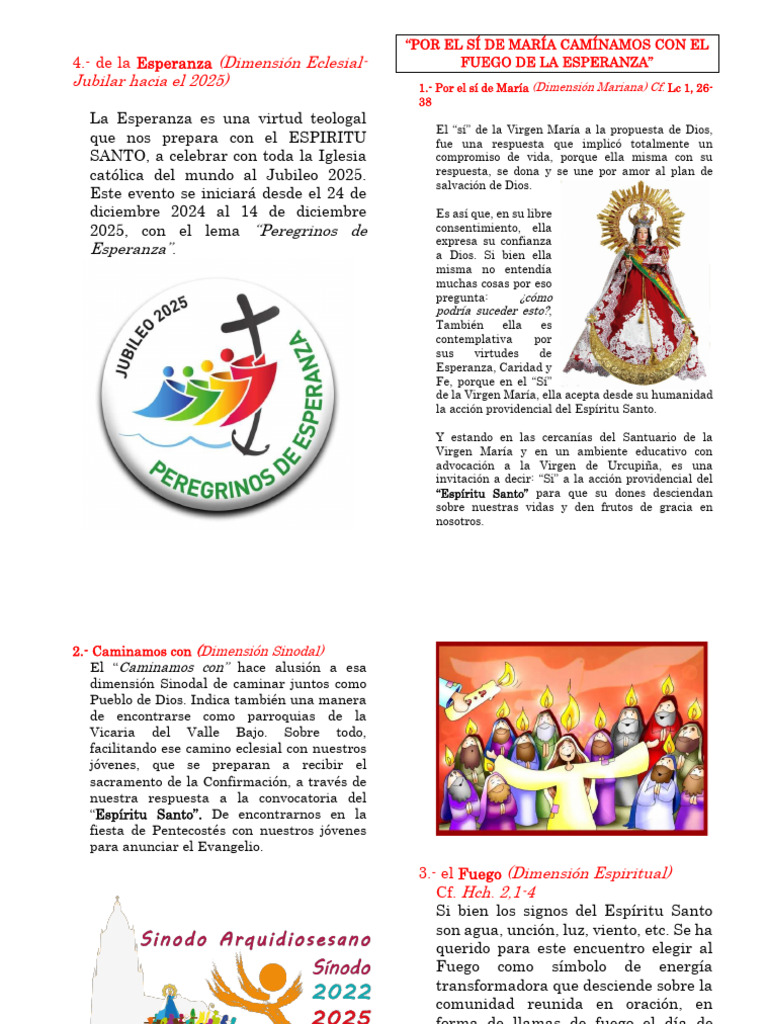 Por El Sí de María Camínamos Con El Fuego de La Esperanza Catequesis ...