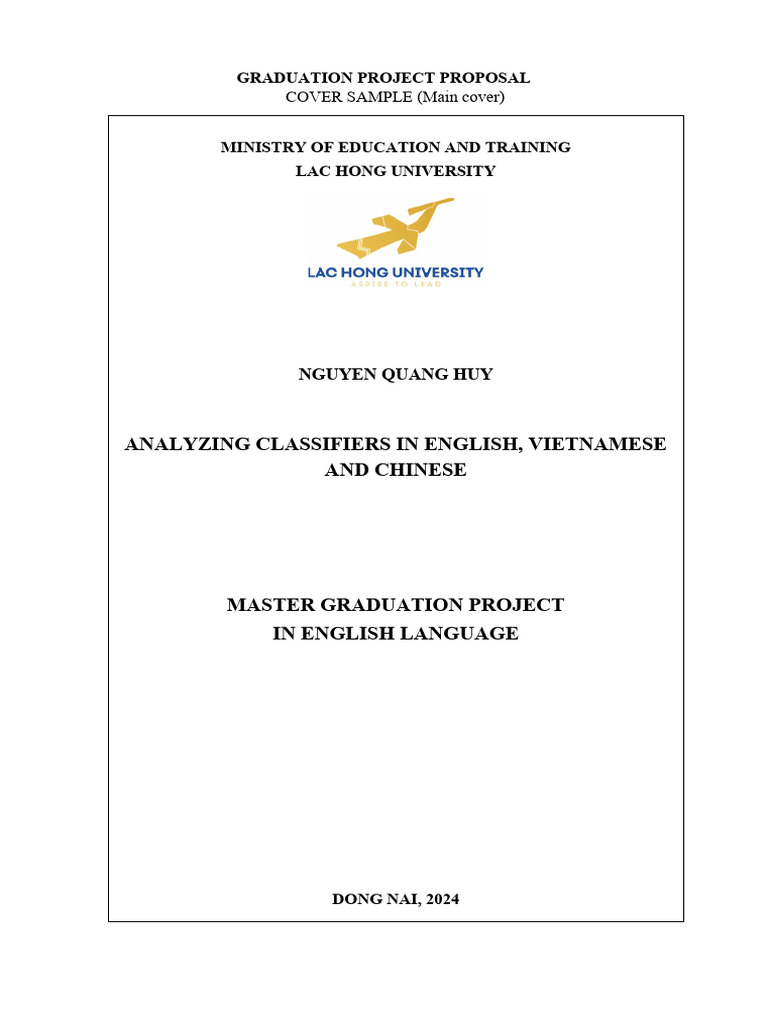 Template For Master Project Cover - English Language (Form Khoa G I ...