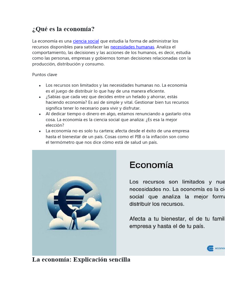Introducción a la economía y su importancia | PDF | Ciencias económicas ...