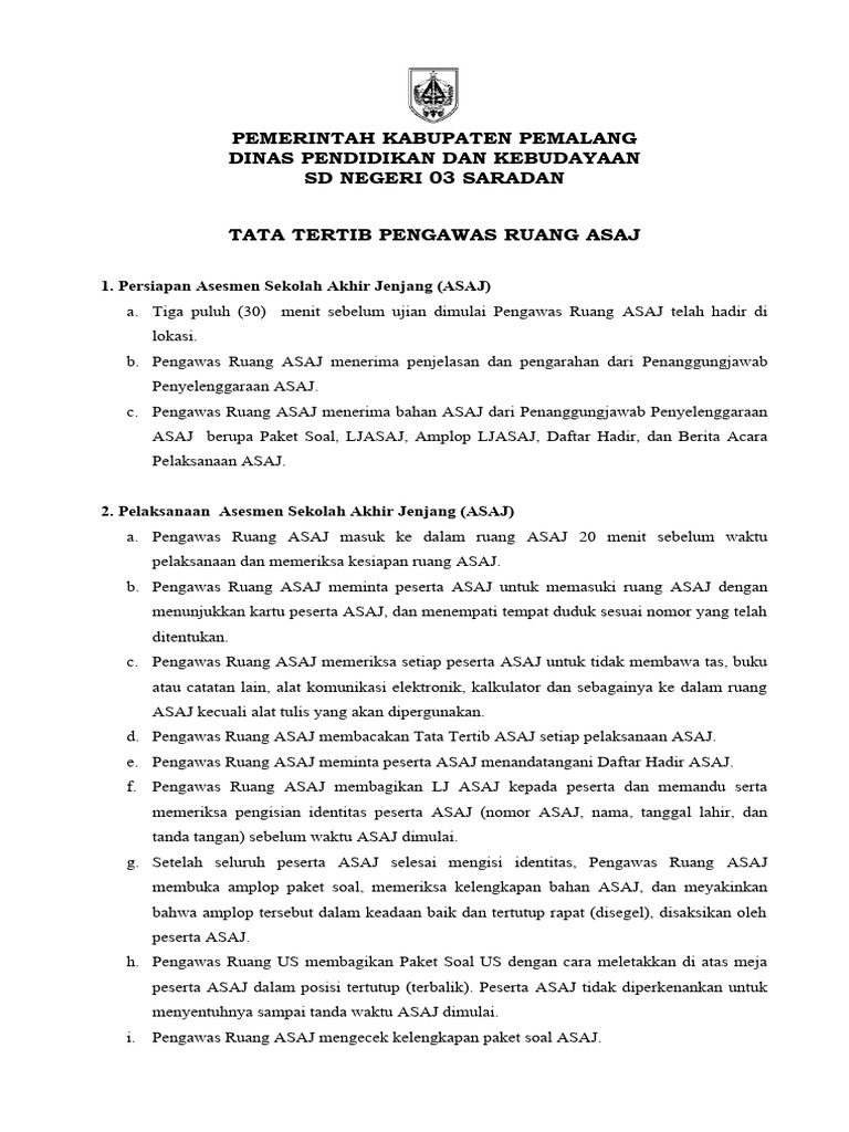 Tata Tertib Pengawas Us | PDF