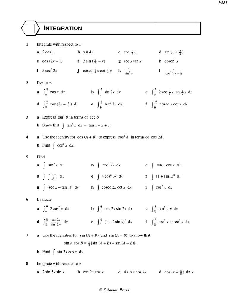 02a. Integrating Trigonometric Functions | PDF | Trigonometric Functions | Rotation