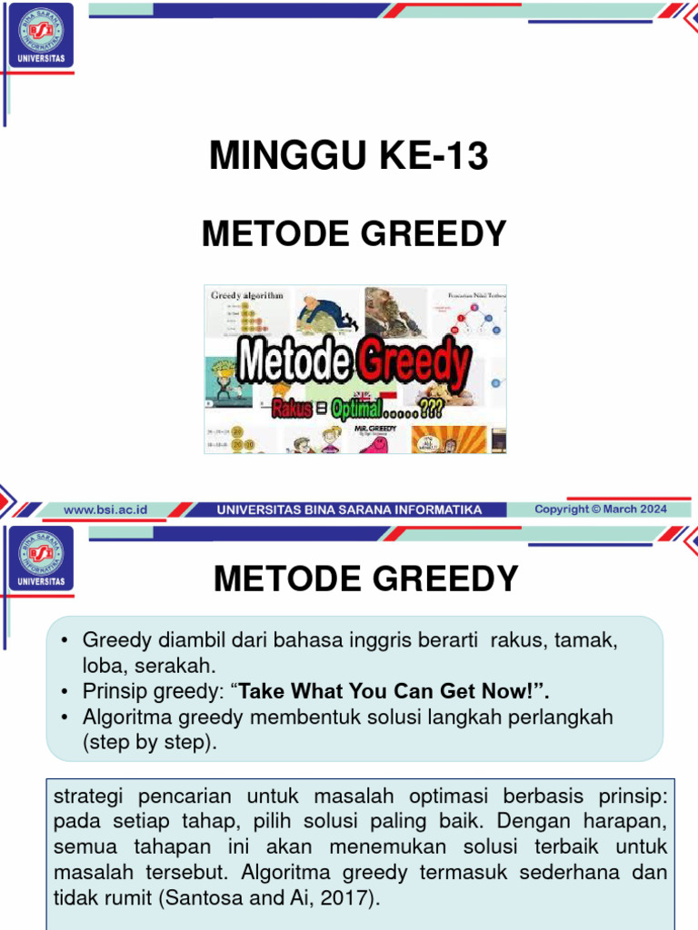 Minggu Ke-13: Metode Greedy | PDF