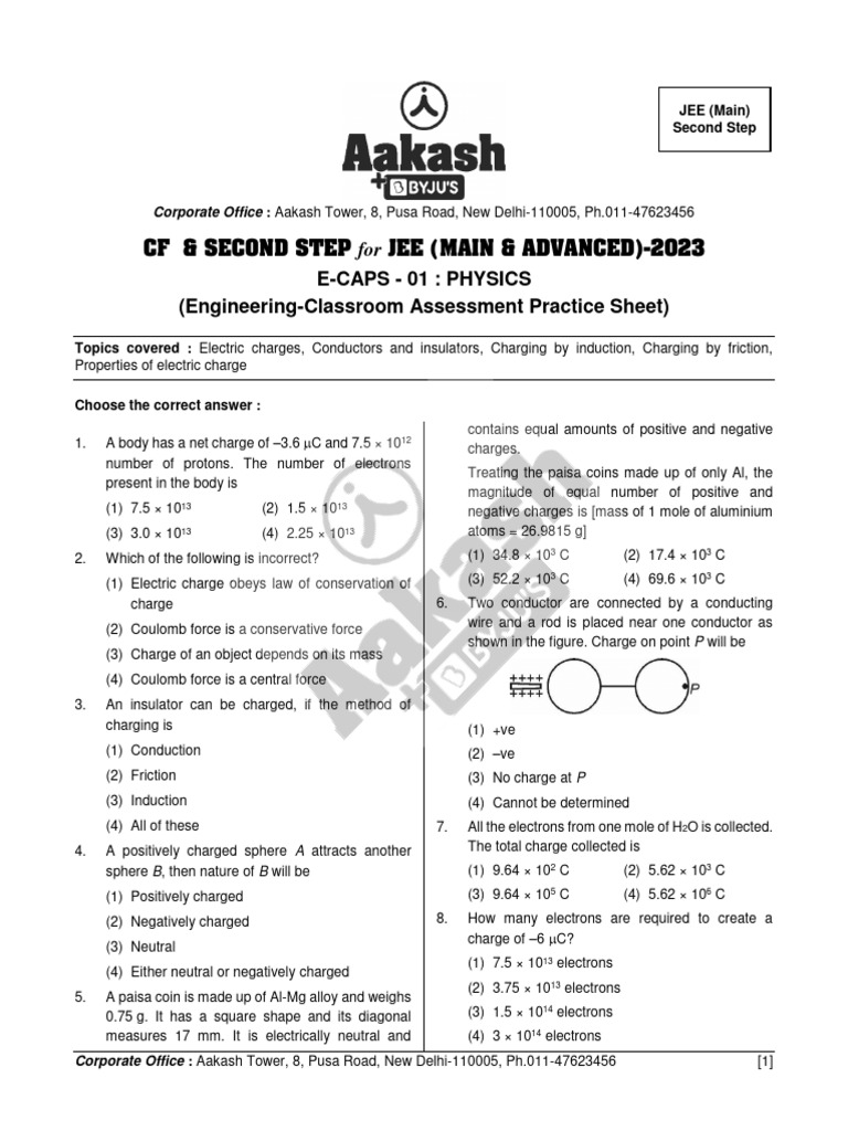 E-CAPS Physics: Electric Charges Review | PDF | Electric Charge | Force