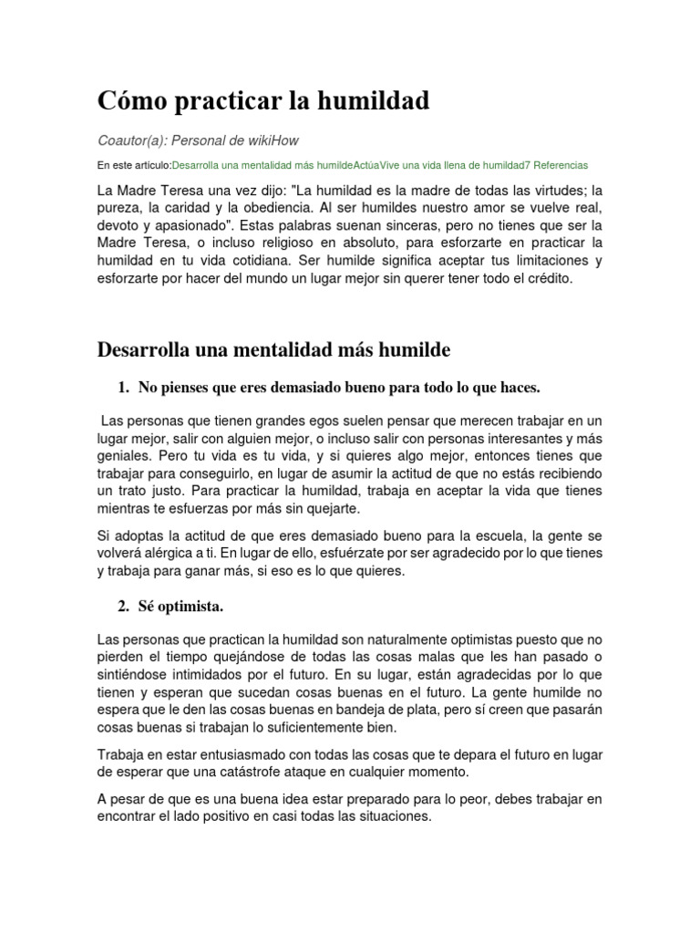Cómo Practicar La Humildad | PDF | Gratitud