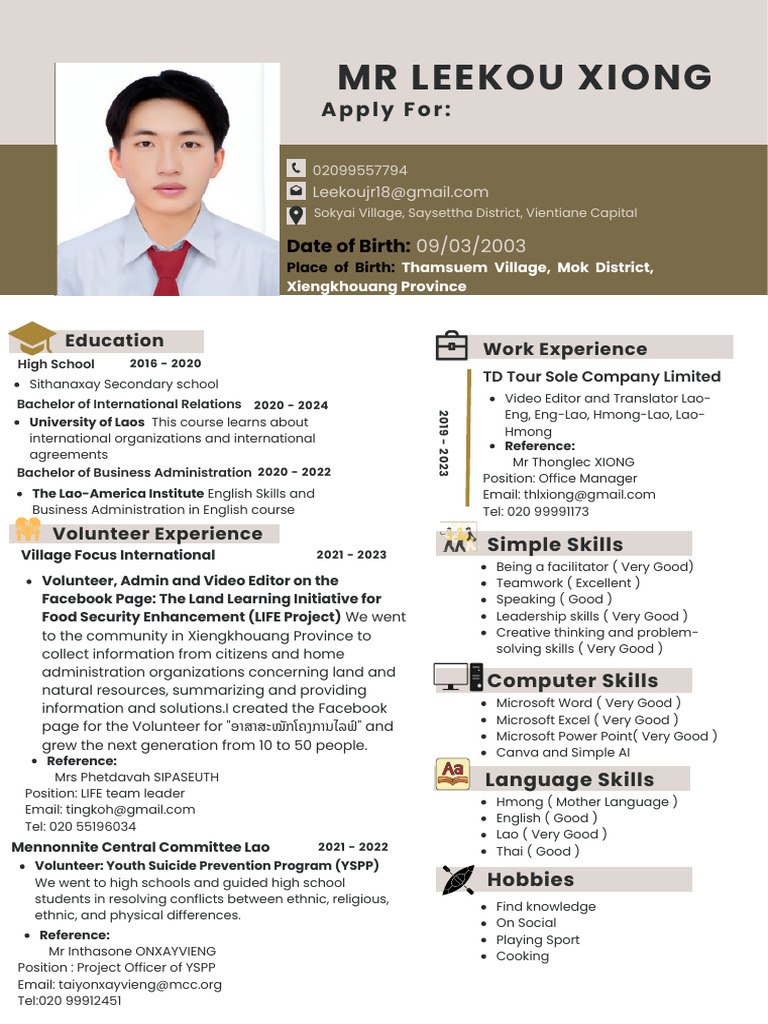 Mr.Leekou's CV Resume | PDF | Knowledge | Cognition