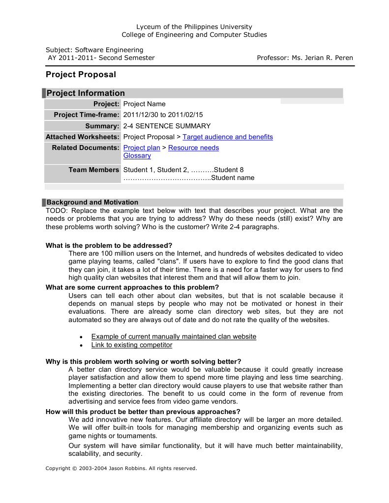 Project Proposal TEMPLATE in SE | PDF | Web Server | Internet & Web