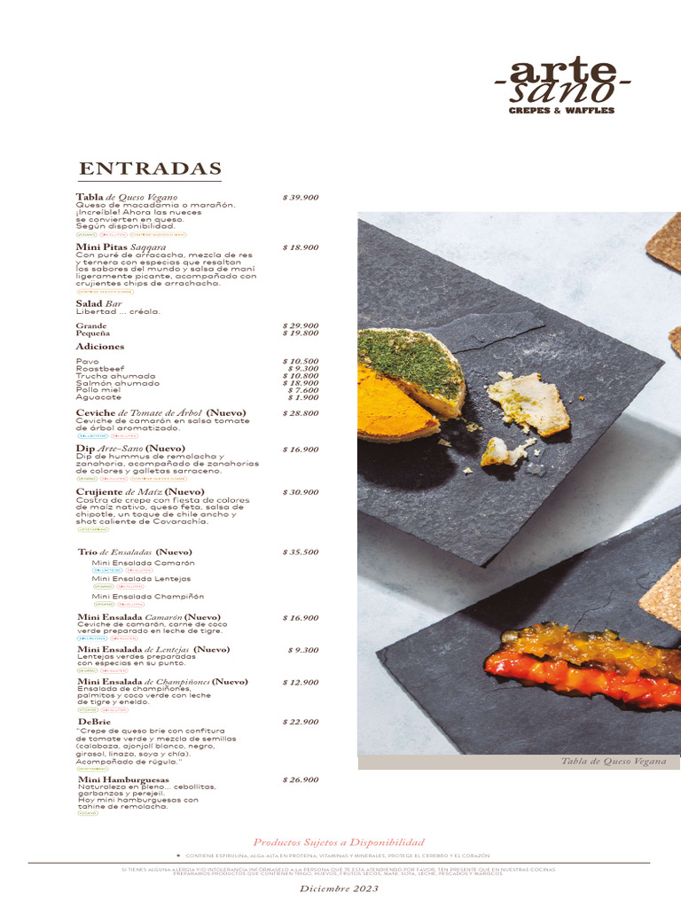 Artesano Menu 1 | PDF | ensalada | Tortita
