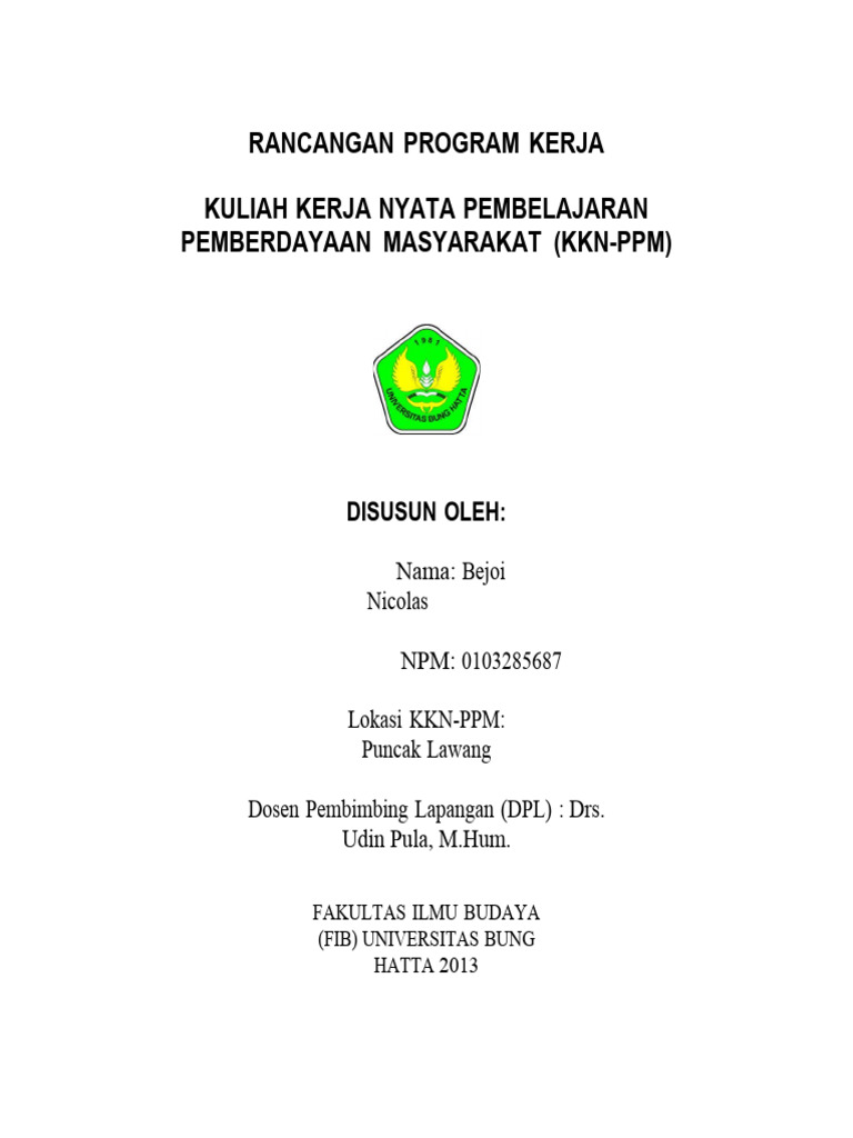 Contoh Rancangan Program KKN | PDF