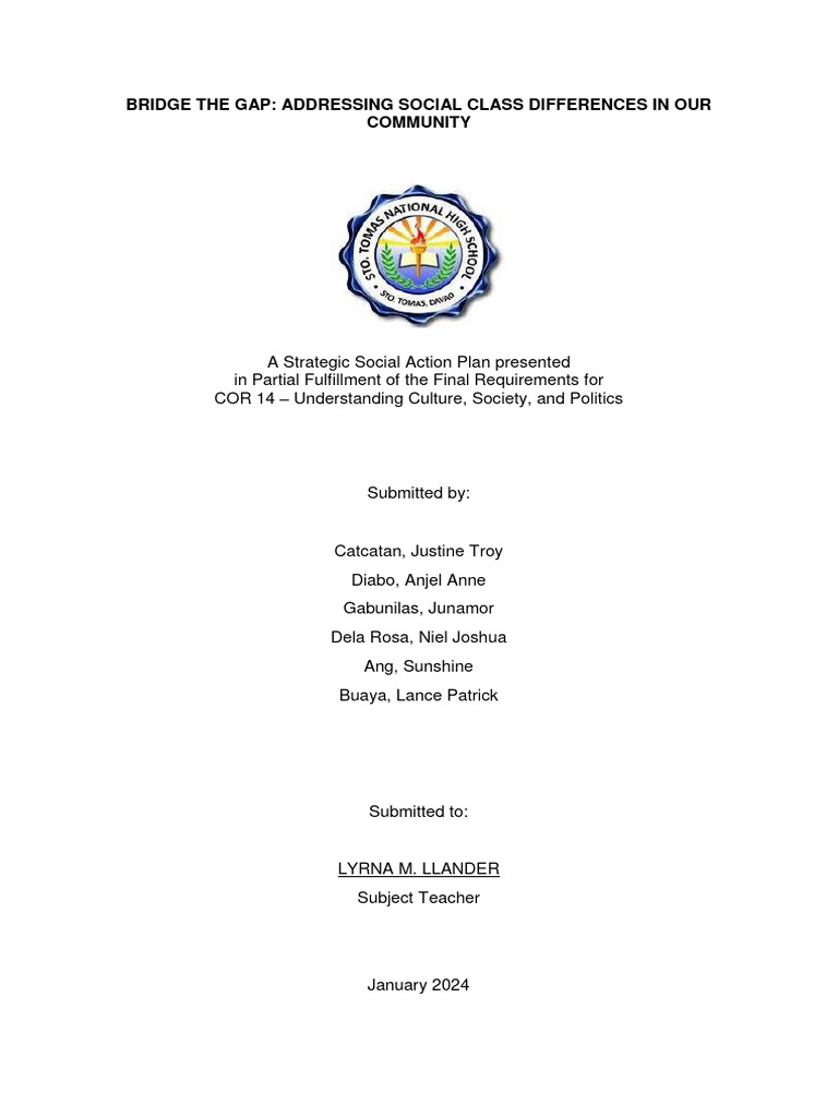 Action Plan Catcatan Group 1 | PDF | Economic Inequality ...