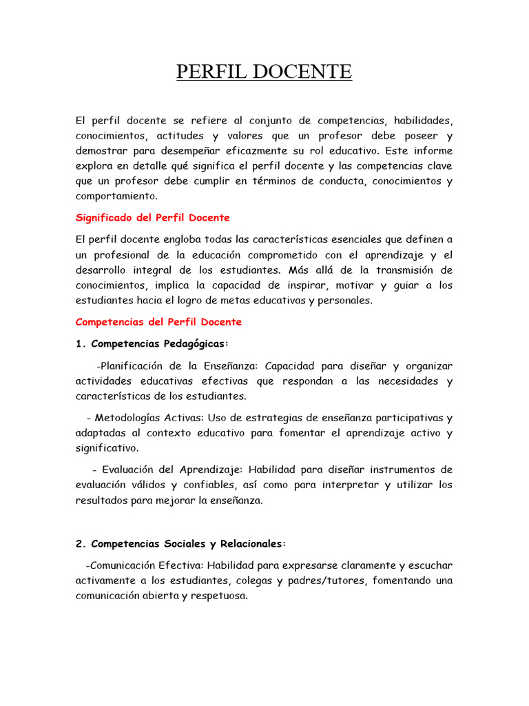 Perfil Docente | PDF | Maestros | Enseñando