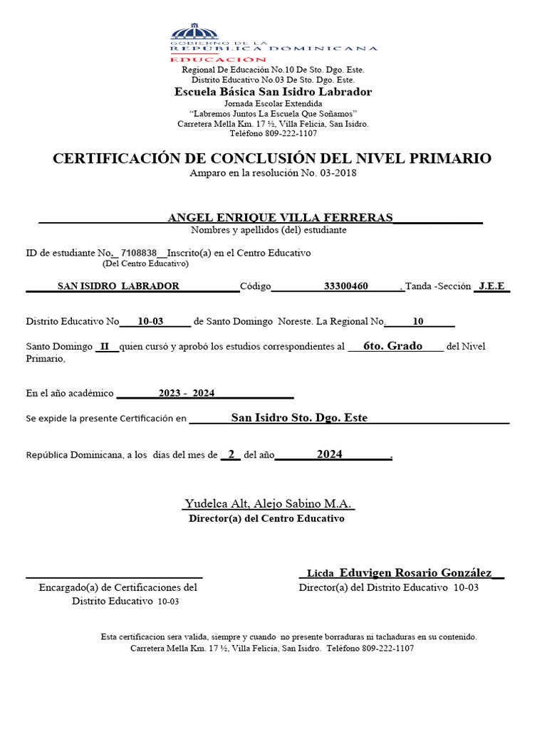 Certificado 6to Retiro | PDF | Academia | Observancias