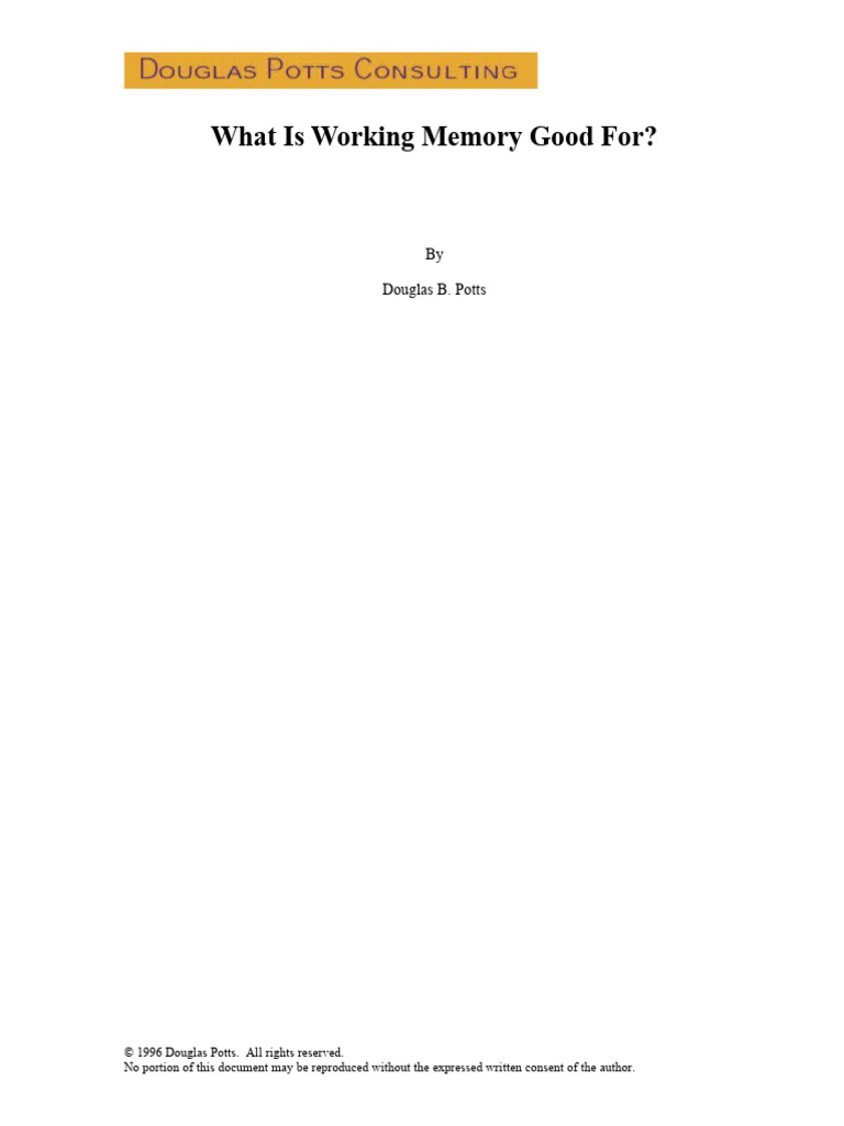 Working Memory | Download Free PDF | Memory | Working Memory