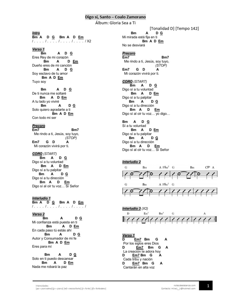Digo Si, Santo (Coalo Zamorano) - Cifrado (D) | PDF