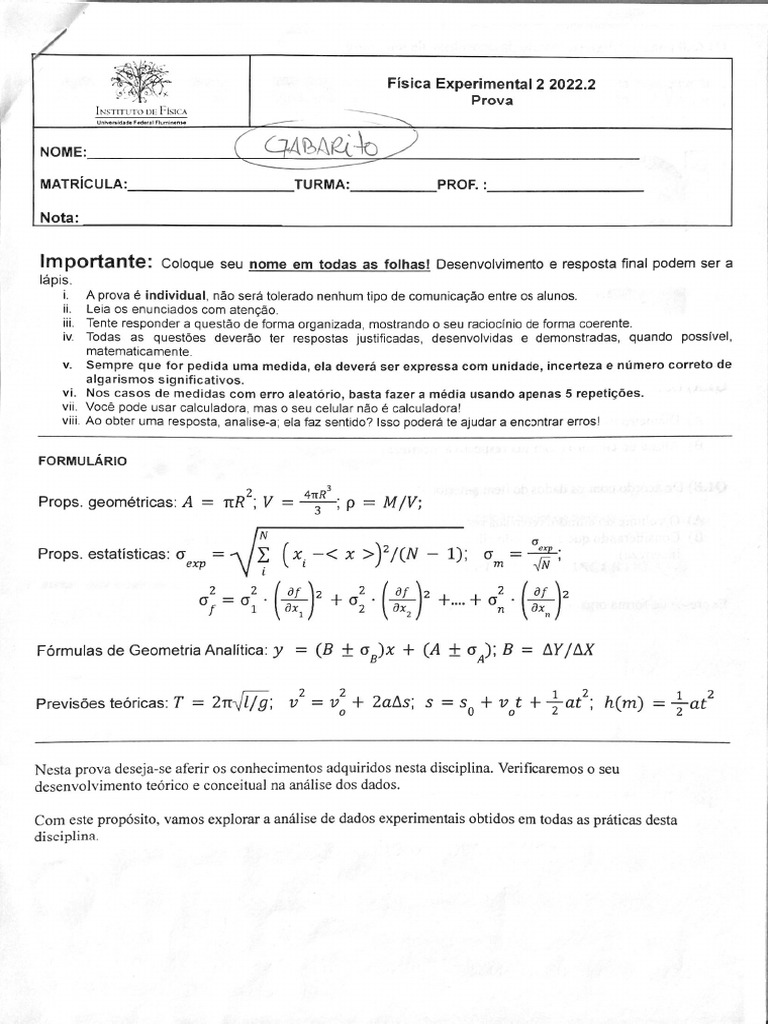 Gabarito P2 2022-2 | PDF Gabarito P2 2022-2 | PDF