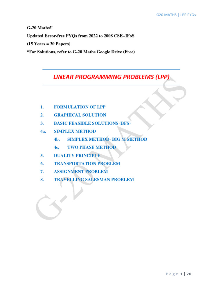 2-4 Lpp Chapterwise Pyqs (1) | PDF | Mathematical Optimization | Algorithms And Data Structures