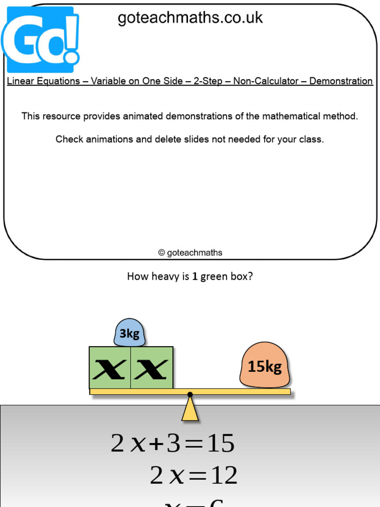 Demonstration For Help With 2 Step Equations B | PDF | Equations ...