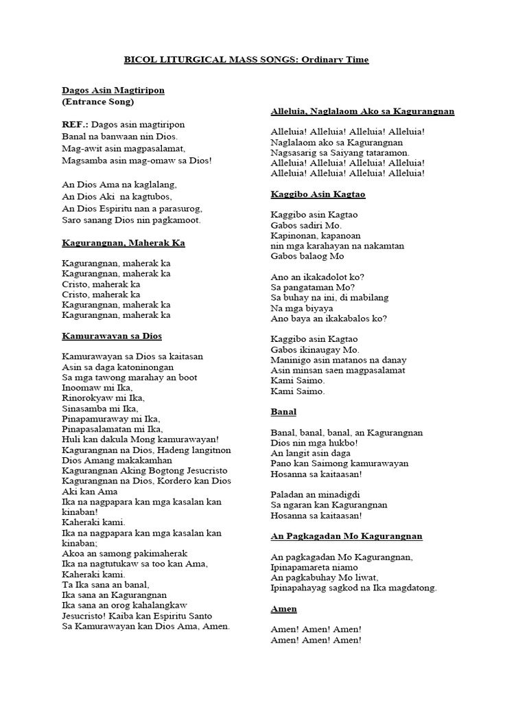 Bicol Liturgical Mass Songs | PDF