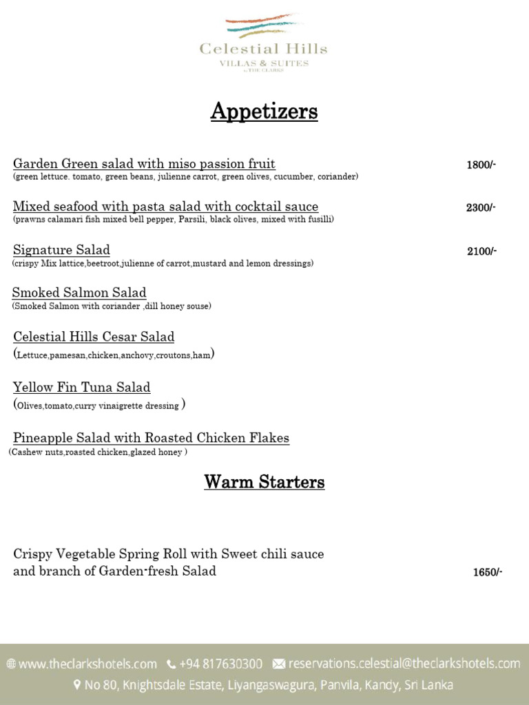 new Al carte menu | PDF | Salad | Sauce