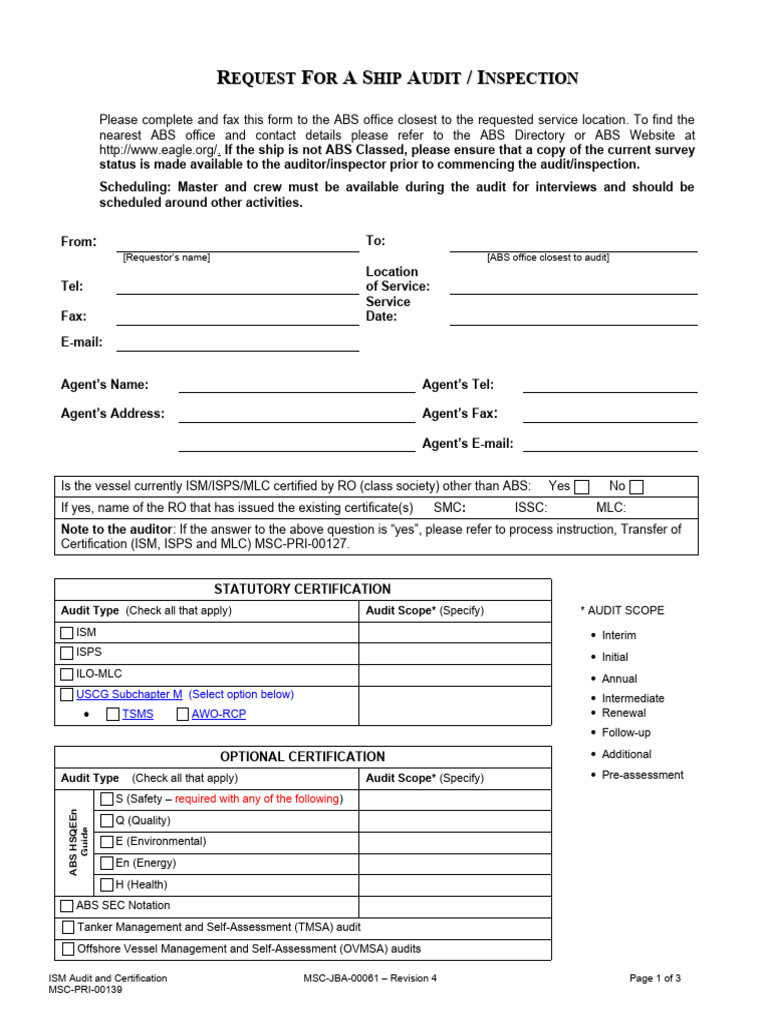 Request-for-Ship-Audit | PDF | Ships | Audit
