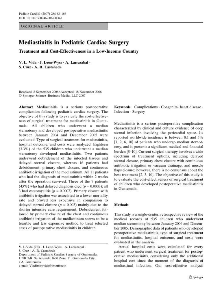Mediatinitis en CCV Pediatrica | PDF | Surgery | Cardiac Surgery