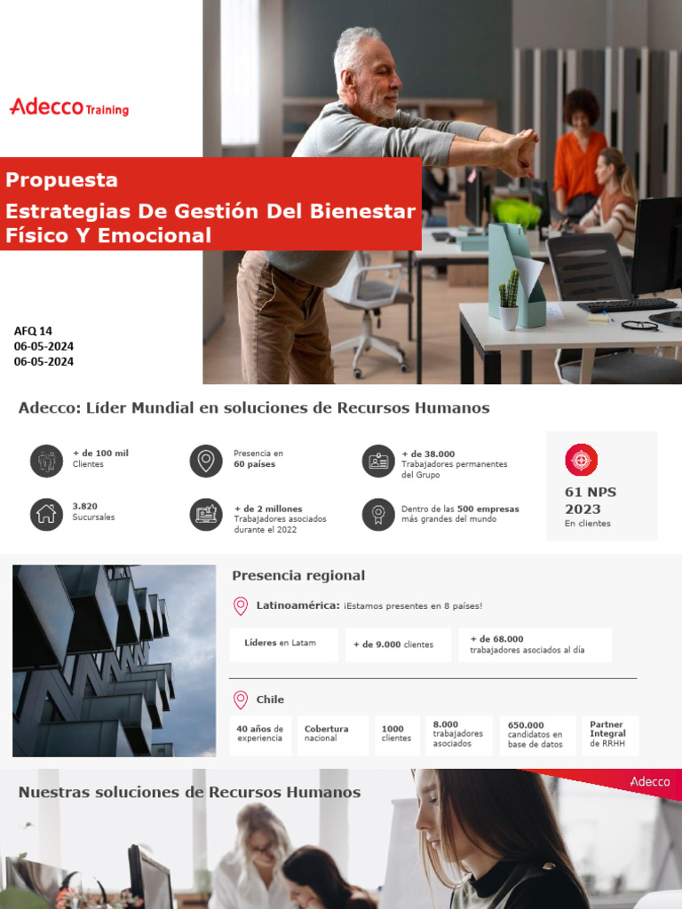 Estrategias de Bienestar Laboral Adecco | PDF | Gestión de recursos humanos | Outsourcing