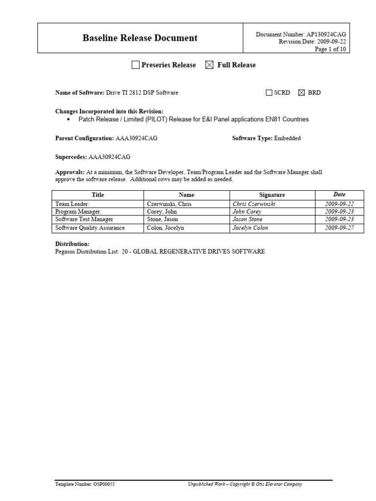 Baseline Releasedocument AP130924CAG | PDF | Computing | Computer Engineering
