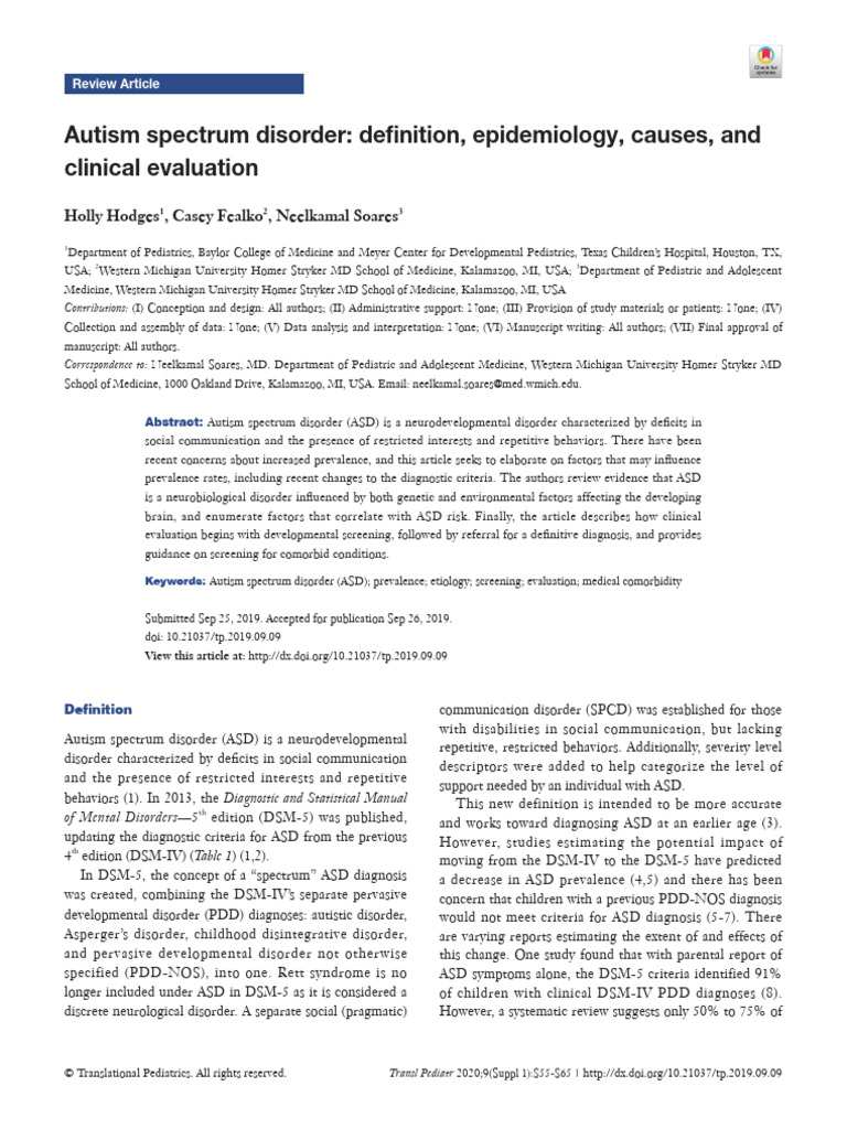 Autism Spectrum Disorder Definition Epidemiology C | PDF | Pervasive ...