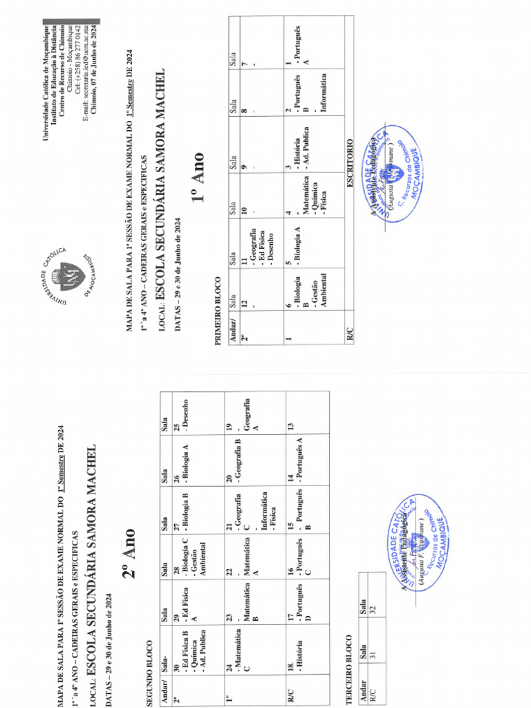 MAPA DE SALAS - EXAME NORMAL JUNHO 1o SEMESTRE 2024 | PDF