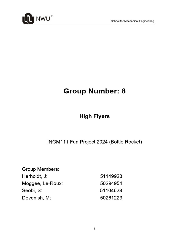 INGM111 2024 - Fun Project Group 8 | PDF | Rocket | Flight