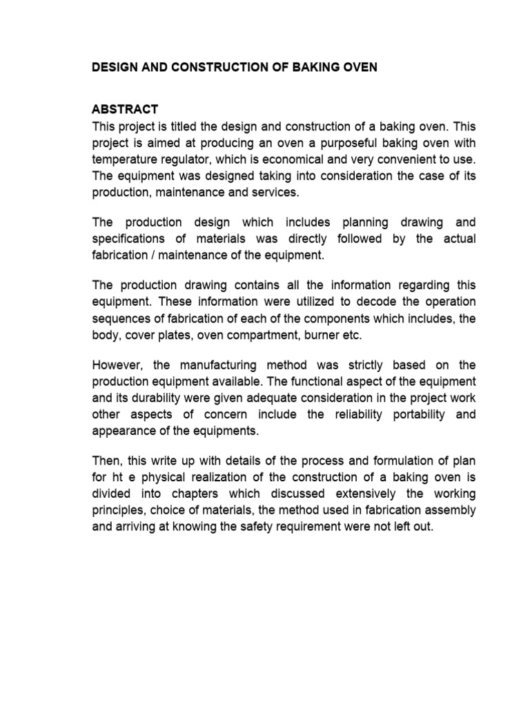 DESIGN AND CONSTRUCTION OF BAKING OVEN | Download Free PDF | Oven ...