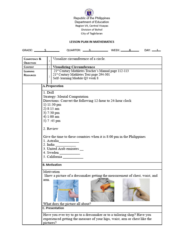Prototype-Lesson-Plan-in-Math5 Q3-wk8-D1 | PDF | Lesson Plan | Learning