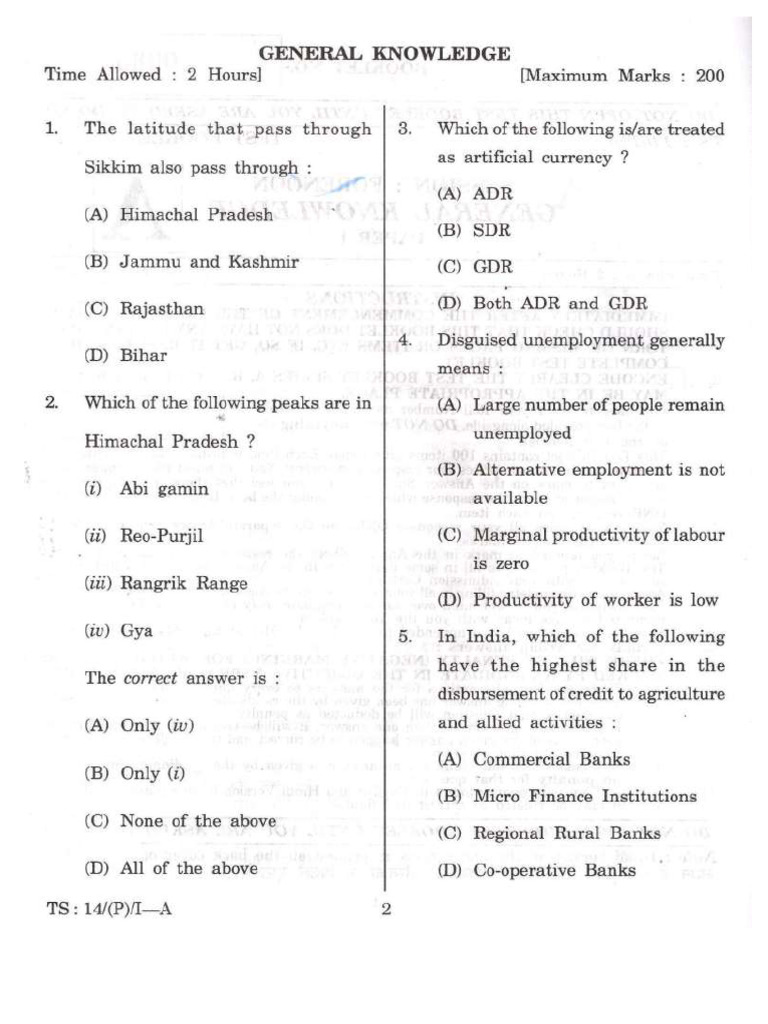 Bagalkot DCCB General Knowledge Sample Papers | PDF