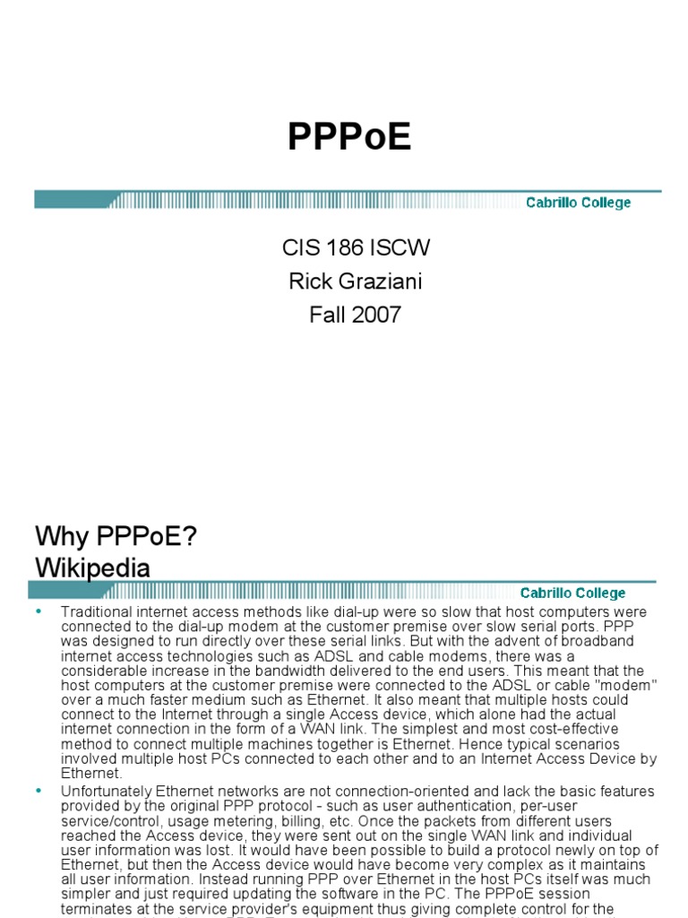 PPPo E | PDF | Transmission Control Protocol | Asynchronous Transfer Mode