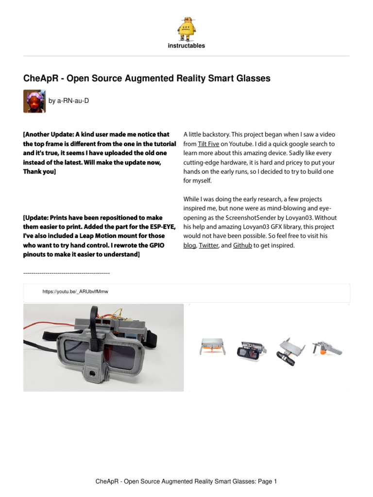 Open Source AR Smart Glasses Guide | PDF | Augmented Reality | Computing