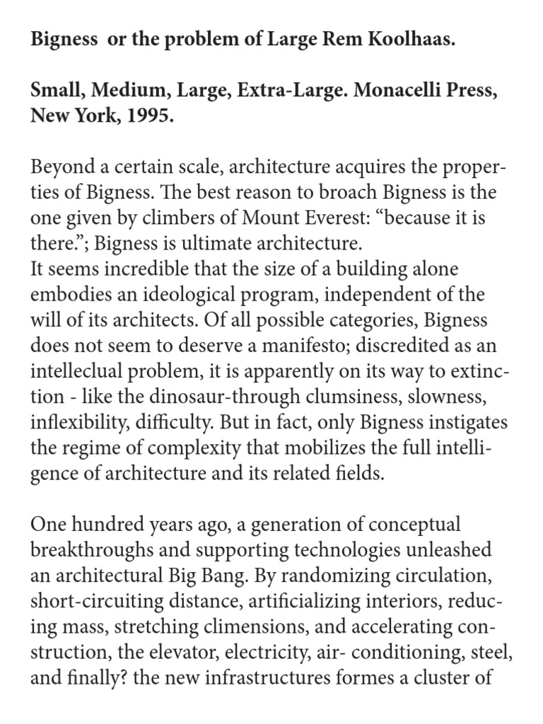 Koolhaas Rem Bigness 1994 | PDF | History