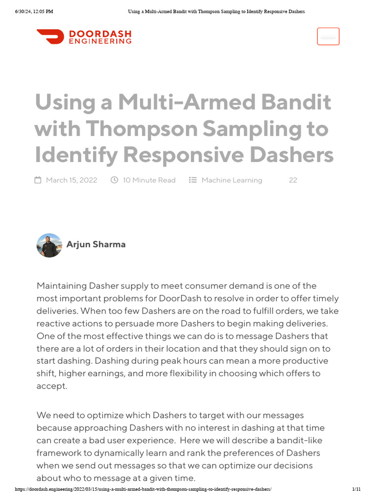 Using A Multi-Armed Bandit With Thompson Sampling To Identify ...