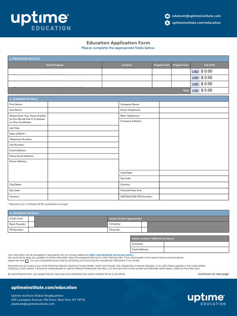 Uptime Education Application Form | PDF | Intellectual Property | Payments