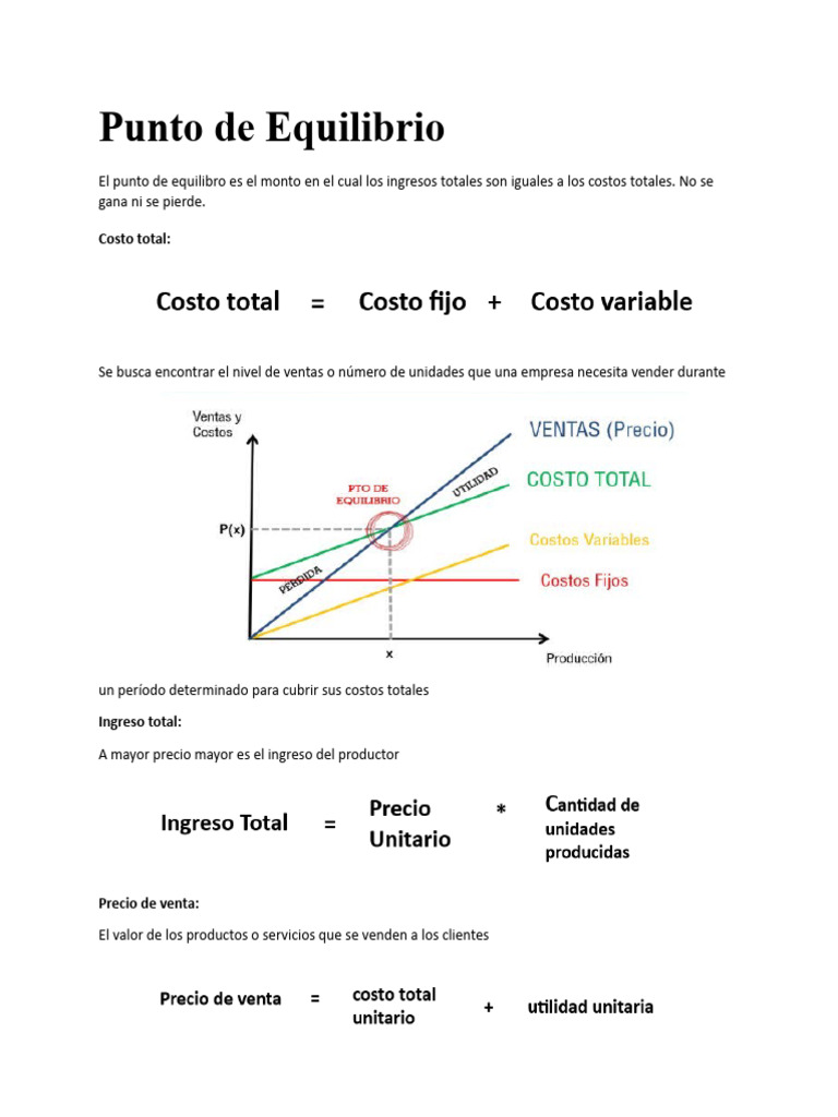 Punto de Equilibrio | Descargar gratis PDF | Business | Costo