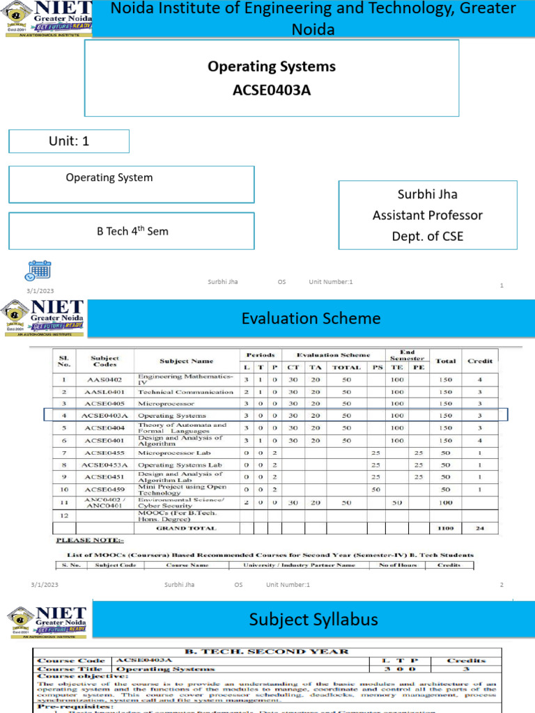 Unit1 OS Surbhi Jha | PDF | Operating System | Computer Data Storage